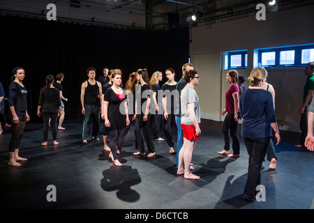 A group of performers at SITI Suzuki Method of Actor Training workshop ...