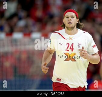 Danish handball player Mikkel Hansen and Jan Larsen, CEO of Aalborg ...