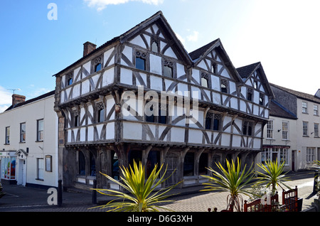 The medieval square in Axbridge, Somerset, England, UK. The half ...