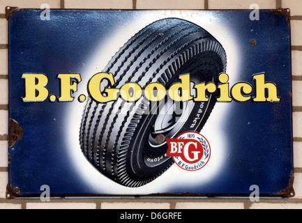 The BFG enamel advert sign, displayed at the Den Hartog Ford Museum, is ...