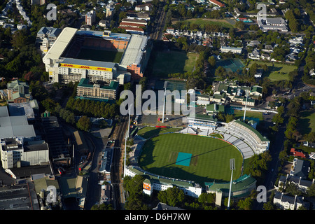 Newlands Cricket Ground and DHL Rugby Stadium from helicopter, Cape ...