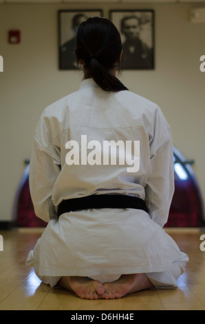 Martial Arts Dojo Kneeling Bow Stock Photo - Alamy