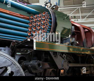 Interior of a Steam engine, boiler and steam pipes. York Railway Musuem ...
