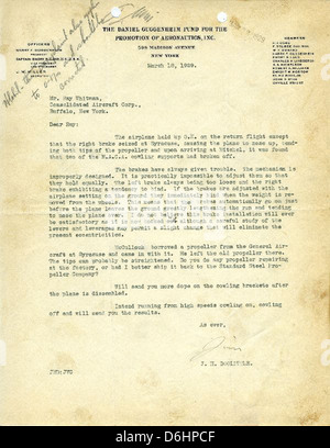 This image features an autograph from Jimmy Doolittle, a pioneering ...
