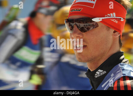 German biathlete Simon Schempp is pictured during a training session of ...