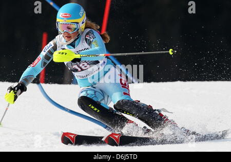 US alpine skier Mikaela Shiffrin is pictured in action during the Stock ...