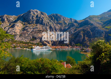 Montenegro Kotor Stari Grad Old Town street with decorated arch gate in ...
