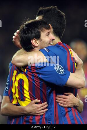 Barcelona's Lionel Messi joy after scoring the 2-1 goal during the ...