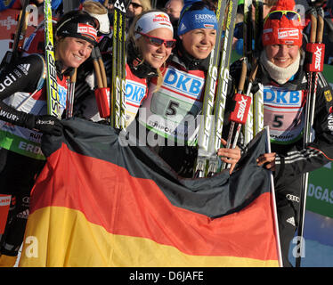 German biathletes Tina Bachmann (L-R), Magdalena Neuner, Miriam ...