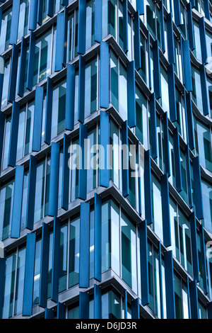 The Blue Fin Building facade in Bankside, London. Vertical Fins provide ...