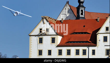 A model of the legendary Colditz glider starts from the roof of the ...