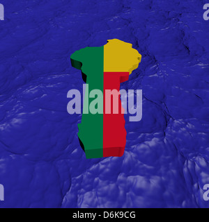 Benin map flag in abstract ocean illustration Stock Photo - Alamy