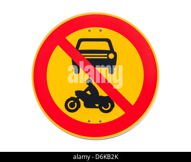 European round traffic sign, the passage of vehicles and motorcycles ...