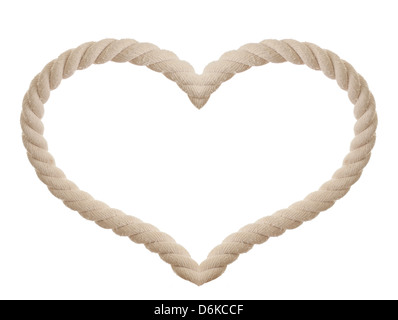 white rope tied in heart shape love knot isolated Stock Photo - Alamy