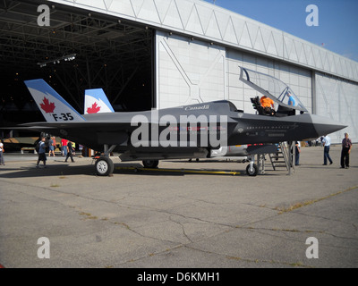 The image shows a mock-up of the Lockheed Martin F-35 Lightning II ...