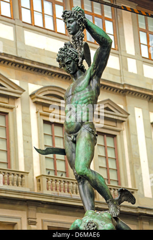 Bronze statue of Perseus beheading Medusa by Cellini standing in the ...