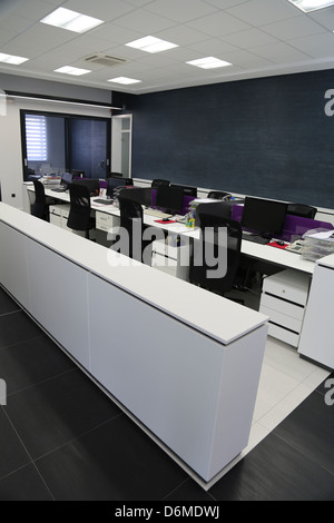 Empty office room with black ceiling and door. Interior design Stock ...