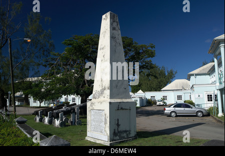 Holetown, Barbados, old cannons and the Holetown Monument Stock Photo ...