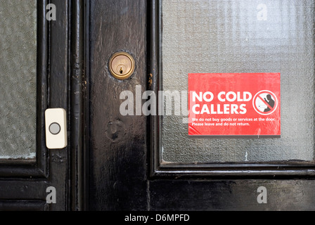 front door warning notice to unwanted callers in a No Doorstep Callers ...