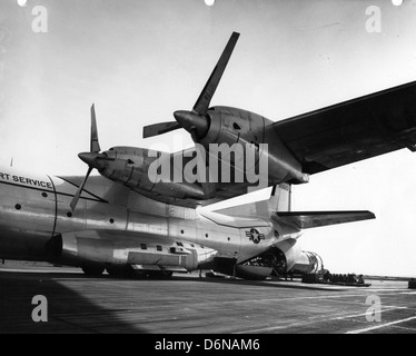 This image features the C-133 Cargomaster, a military transport ...