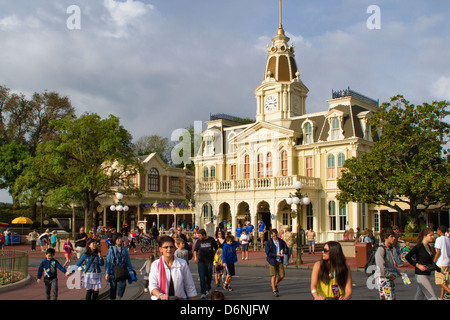 city hall main street magic kingdom at night orlando florida usa america walt disney world ...