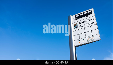 Welsh Bus Stop Sign Safle Bws North Wales Stock Photo - Alamy