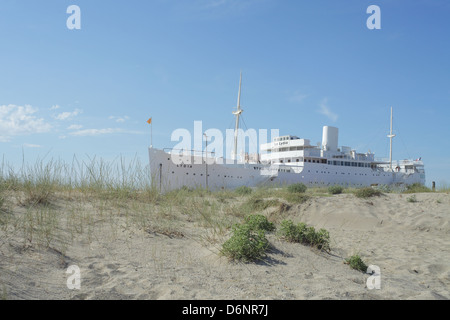 Le Barcares, France, the ship Lydia on beach Stock Photo - Alamy