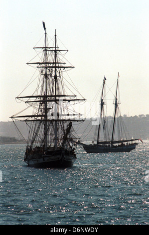 Tall Sailing Ships Amazing Grace and HMS Surprise under full sail on ...