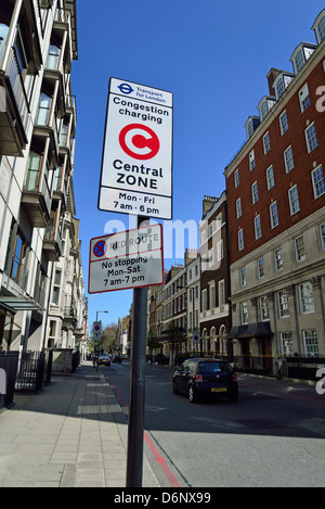 London Congestion Zone sign, Upper Brook Street, Mayfair, City of ...