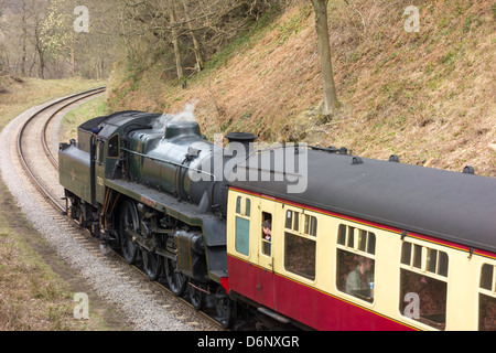 Steam locomotive 75029 Green Knight pictured in low sun Stock Photo - Alamy