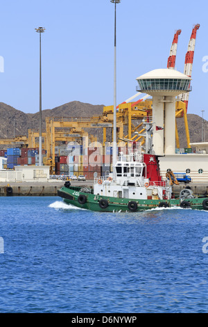 Container ship at container terminal, Muscat Port, Muscat, Sultinate of ...