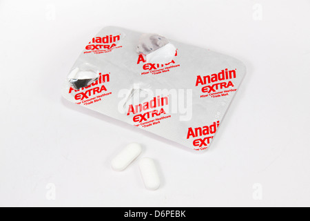 Foil blister pack of Anadin Extra paracetamol and aspirin tablets Stock ...