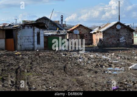 Roma ghetto 'Fakulteta' in Sofia: unpaved streets in the center of the ...