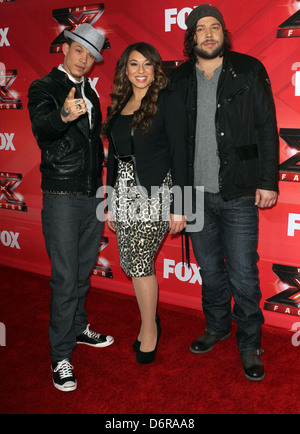 Chris Rene, Melanie Amaro and Josh Krajcik at The X-Factor Finale Press ...
