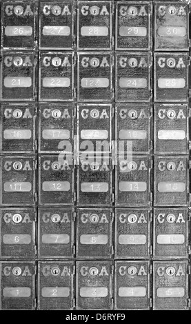 Australia Post mail letter boxes in Sydney city centre, the yellow box ...