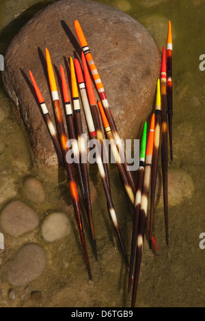 A selection of vintage Porcupine quill fishing floats Stock Photo - Alamy