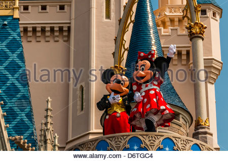 Mickey and Minnie Mouse, in Front of Cinderella Castle at the Magic ...