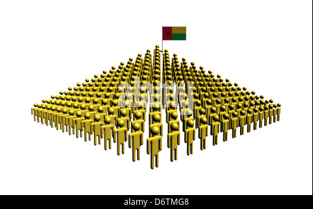 Pyramid of abstract people with Guinea Bissau flag illustration Stock ...