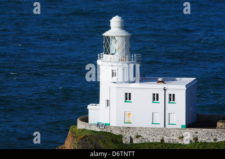 Hartland Point lighthouse on the North Devon Coast with Lundy Island on ...