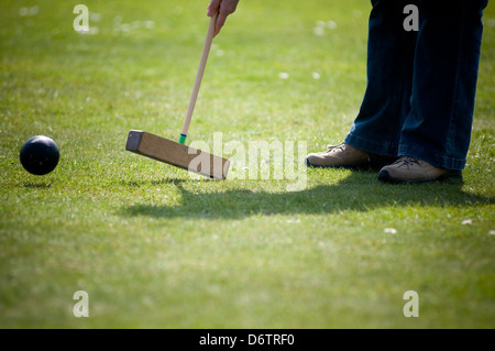 Croquet mallets hoops balls lawns games english pitches play playing ...