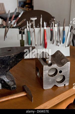 Berlin, Germany, various tools in a goldsmith's workshop Stock Photo ...