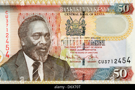 50 Kenyan shillings bank note of Kenya. Kenyan shilling is the national ...