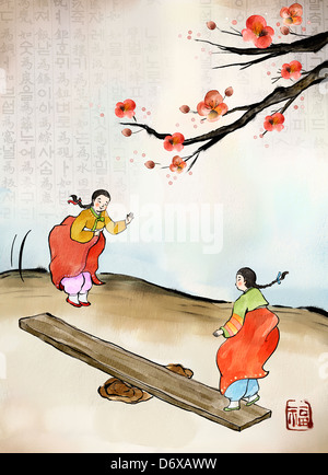 Traditional Korean Seesaw Stock Photo - Alamy