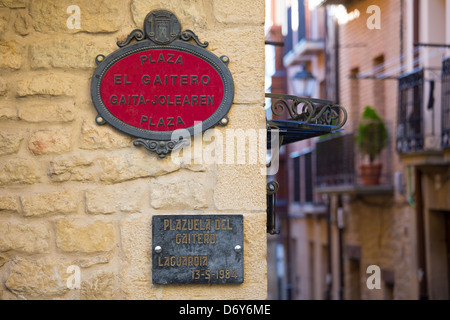Street sign in the Basque language Euskara in Balmaseda, Basque Country ...