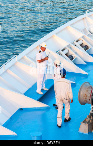 Thomson Destiny; men; working; foredeck; ship; nautical Stock Photo - Alamy