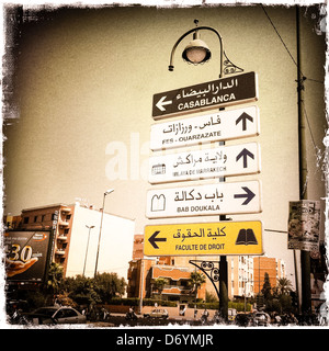 Marrakech & Casablanca Road Signs - Morocco Stock Photo - Alamy