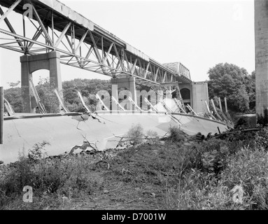 Photograph documenting the damage to the Occoquan Bridge caused by the ...