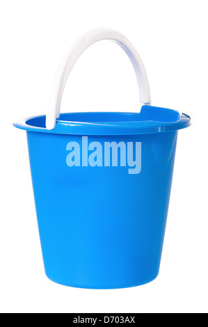 Empty Blue Cleaning Bucket Isolated on White Background Stock Photo - Alamy