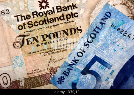 pounds sterling from scottish banks and bank of england Stock Photo - Alamy