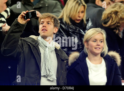 Sebastian Vettel and his girlfriend Hanna Prater at the La Liga match ...